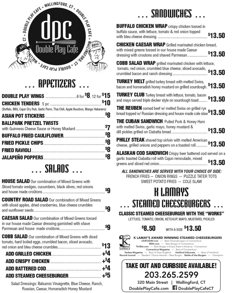 Double Play Cafe - Wallingford Connecticut Sports Bar and Restaurant | MENU