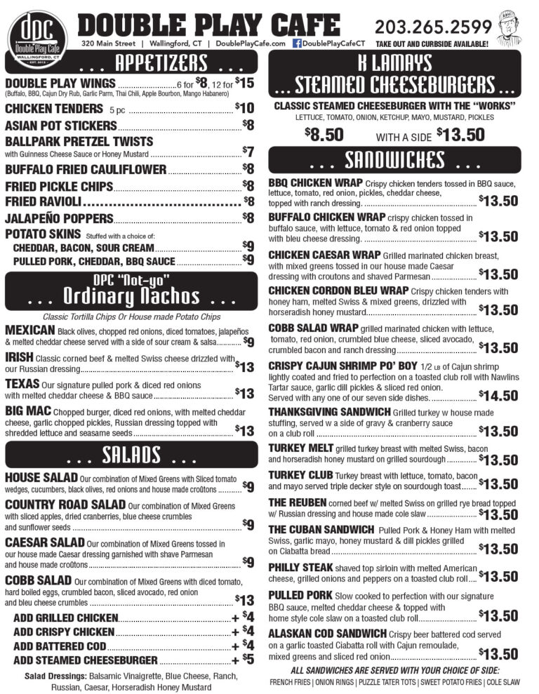 Double Play Cafe - Wallingford Connecticut Sports Bar and Restaurant | MENU